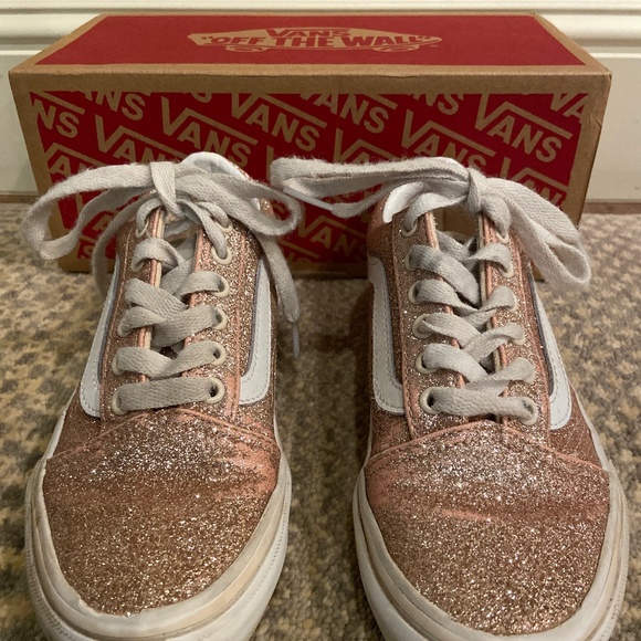 Vans | Shoes | Girls Pink Glitter Vans | Poshmark